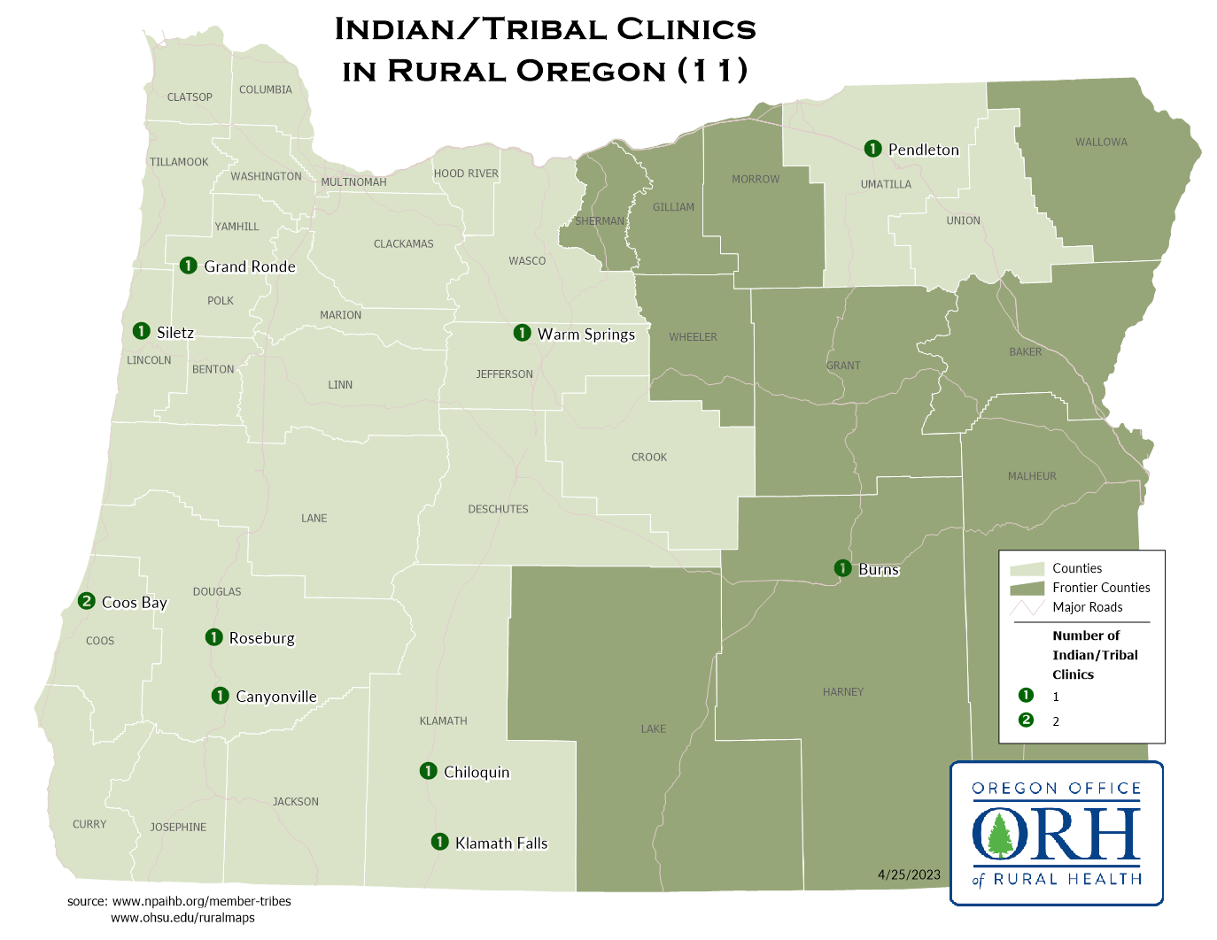 Indian Tribal Clinic Map | OHSU